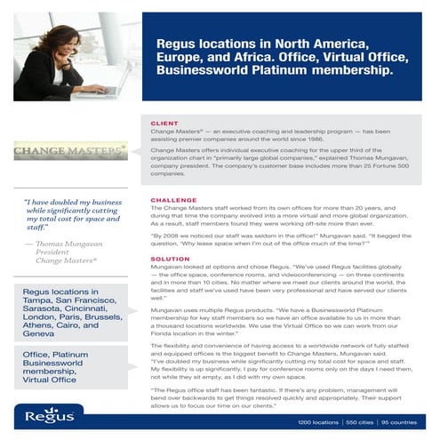 Regus Case Study - Change Masters | PDF