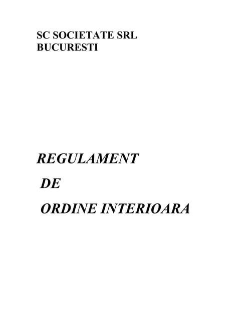 Model cuprins regulament intern | PDF