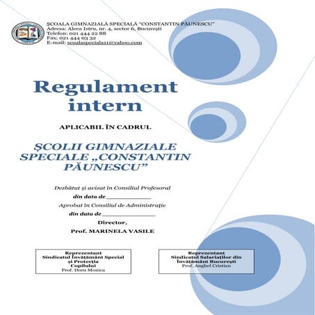 Regulament intern octombrie 2018 | PDF