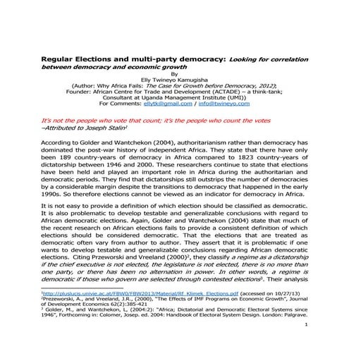 Regular elections and multi party democracy elly twi may 2014 | PDF ...