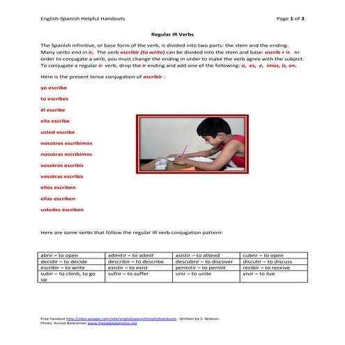 Regular ir verbs | PDF