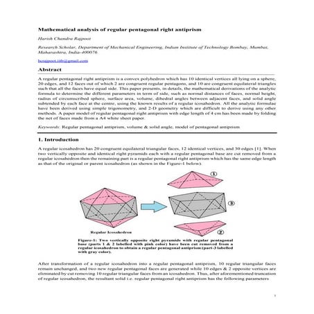 Regular Pentagonal Right Antiprism by HCR | PDF