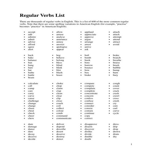 Regular verbs list | PDF