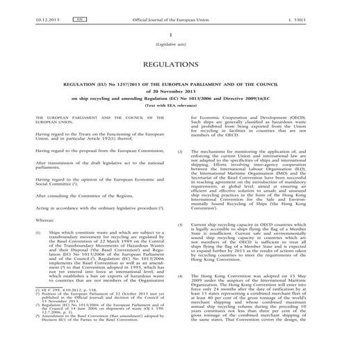 Regulation (eu) no 1257 2013 | PDF