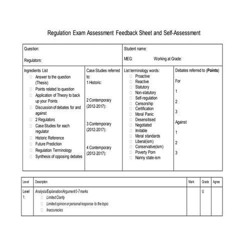 Regulation exam question feedback cover sheet | PPT