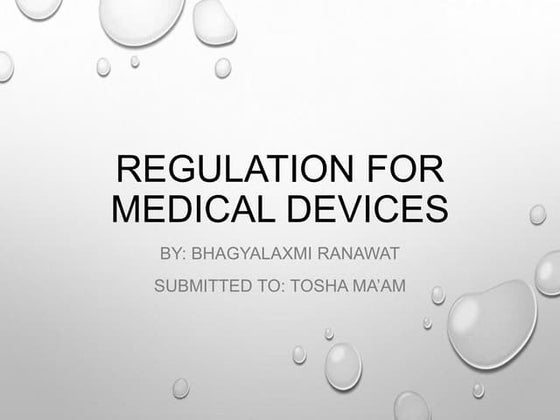 FDA regulation for medical devices | PPT