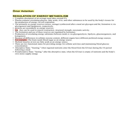 REGULATION OF ENERGY METABOLISM.pdf | Endocrine and Metabolic Diseases | Diseases and Conditions