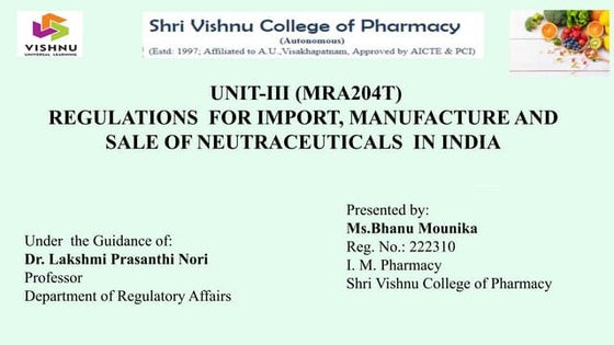 FSSAI REGULATIONS FOR THE IMPORT, MANUFACTURE AND SALE OF ...