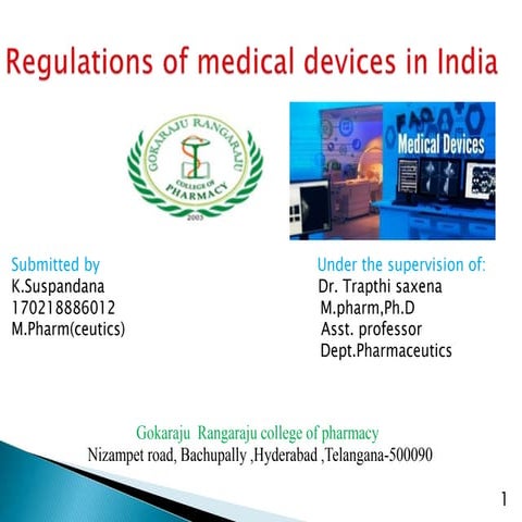 Regulations of medical devices in india | PPTX