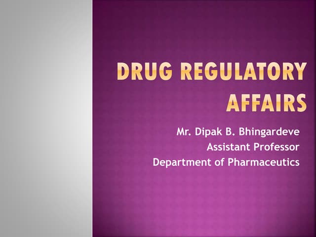 Regulatory affairs in Pharmaceutical Industry | PPTX