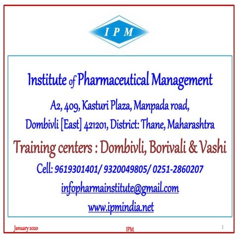 Regulatory Affairs Courses - IPM | PPTX