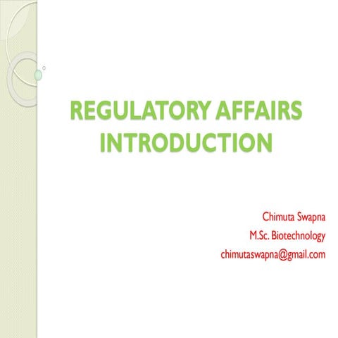 Regulatory affairs in Pharmaceutical Industry | PPTX