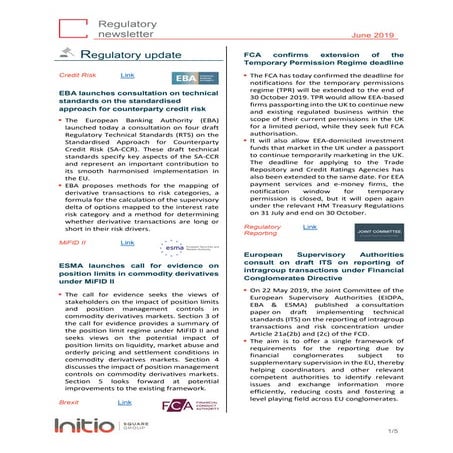 Regulatory newsletter june 2019 - Initio | PDF