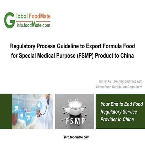 Regulatory Process Guideline to Export Formula Food for Special Medical ...