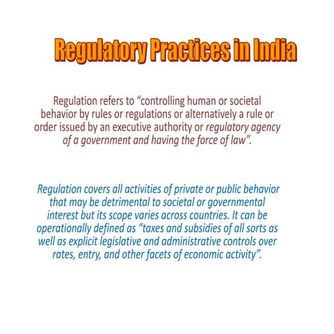 Regulatory practices in india | PPTX