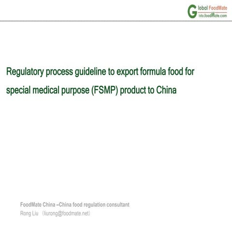 Regulation process guideline to export formula food for special medical ...