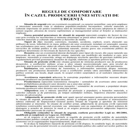 Reguli situatii de urgenta | PDF