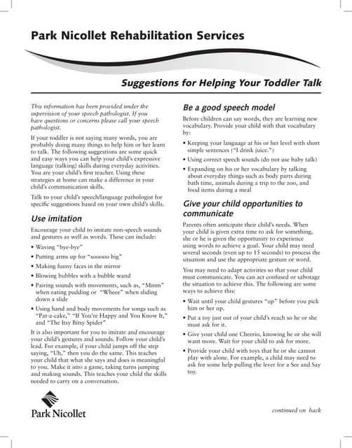 Handout for Parents | PDF