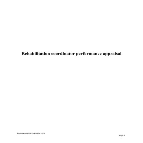 Rehabilitation coordinator performance appraisal | DOC