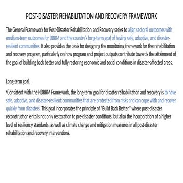 Rehabilitation Framework for Disaster Management | PPTX