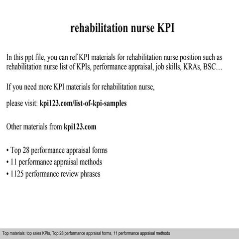 Rehabilitation nurse kpi | PPT