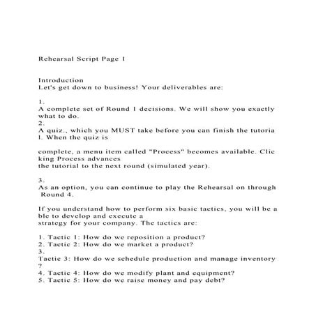 Rehearsal Script Page 1 Introduction Lets get down t.docx | Business Accounting & Finance | Business