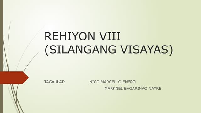 Rehiyon vii gitnang bisayas | PPTX