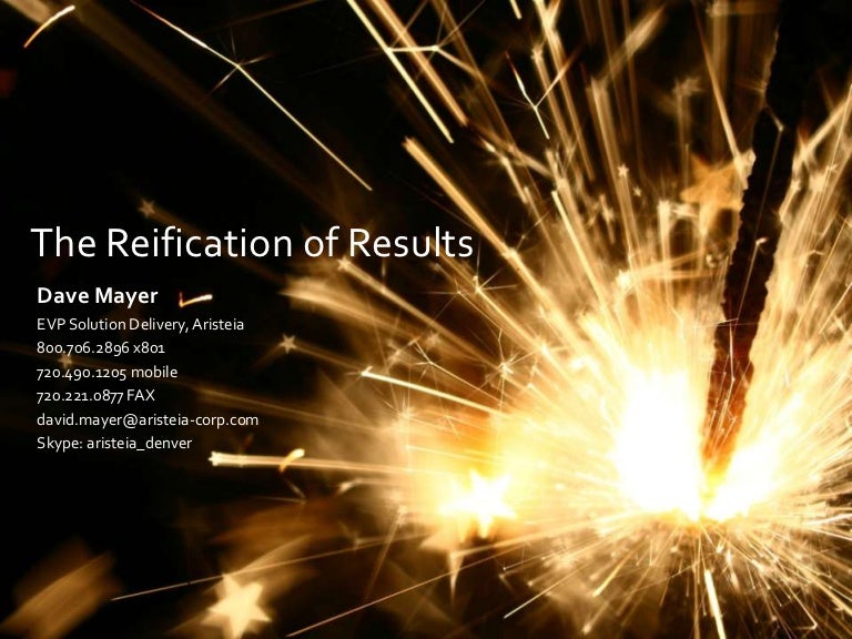 Reification of Results 2013