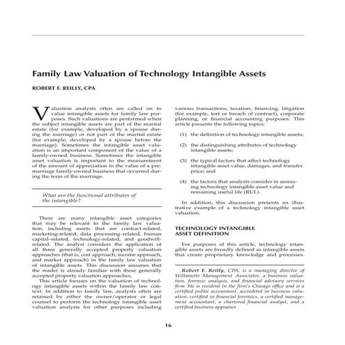 REILLY, R. F. (2015). Family Law Valuation of Technology Intangible Assets (1).pdf