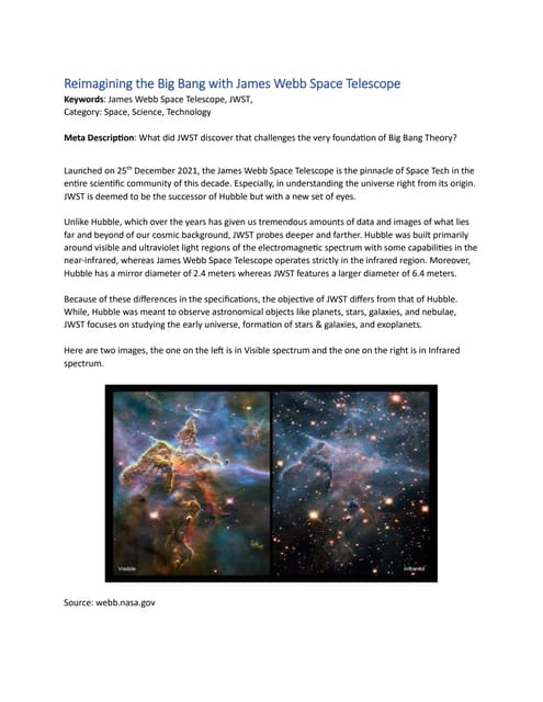 The James Webb Space Telescope has captured a spectacular new image | PDF