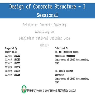 Reinforced concrete covering( bnbc) | PPTX