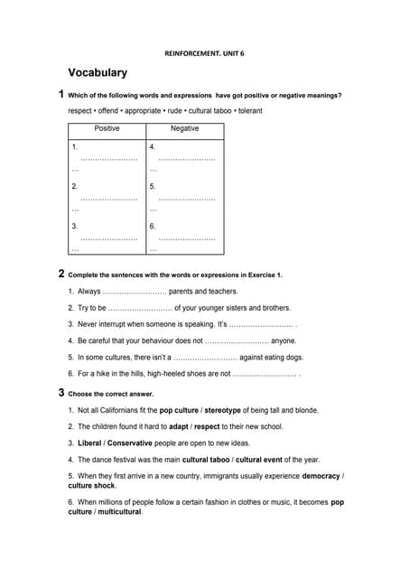 Answer key unit 6 | DOC