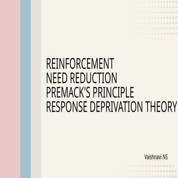 Reinforcement, Need Reduction, premack's Principle & response ...
