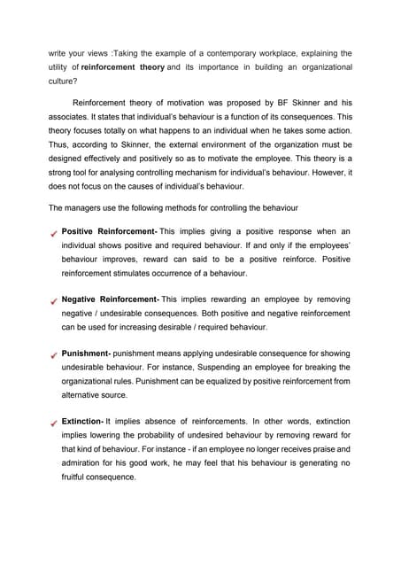 Reinforcement theory of motivation | PPT