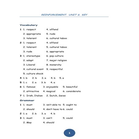 Reinforcement unit 6 key | PDF