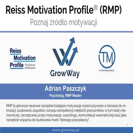 Reiss Motivation Profile (RMP) - poznaj źródło motywacji | PDF