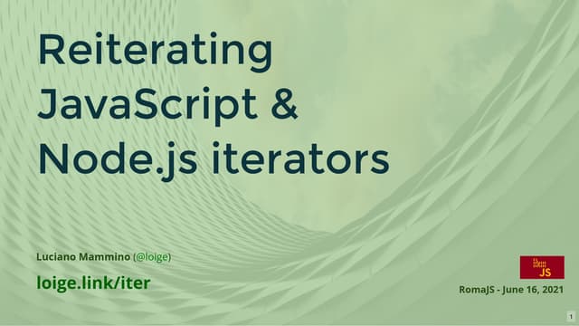 Reiterating Javascript And Nodejs Iterators Pdf Programming