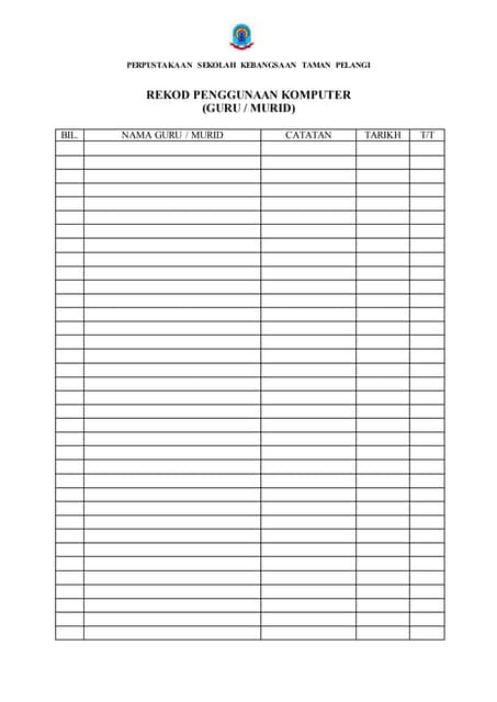 Pk03 3 rekod penggunaan bilik khas | DOC