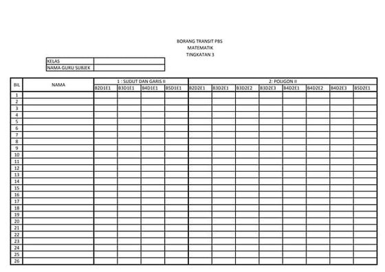 REKOD TRANSIT INDIVIDU MATEMATIK PBS TINGKATAN 3 | PDF