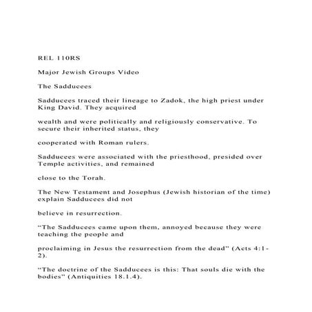 REL 110RS Major Jewish Groups Video The Sadducees .docx