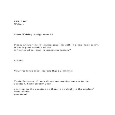 REL 2300 Walters Short Writing Assignment #1 .docx