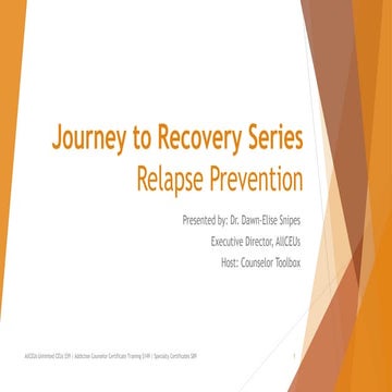 Relapse Prevention Journey To Recovery Series Pptx