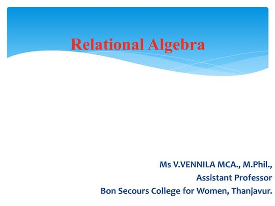 Relational algebra ppt | PPT