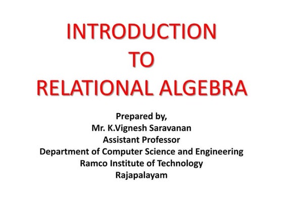 Relational algebra ppt | PPT Relational algebra ppt | PPT