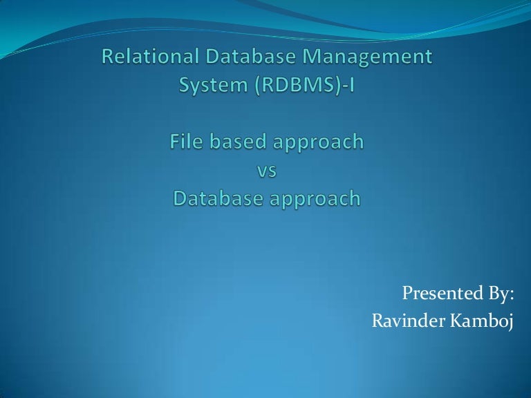 Relational database management system (rdbms) i