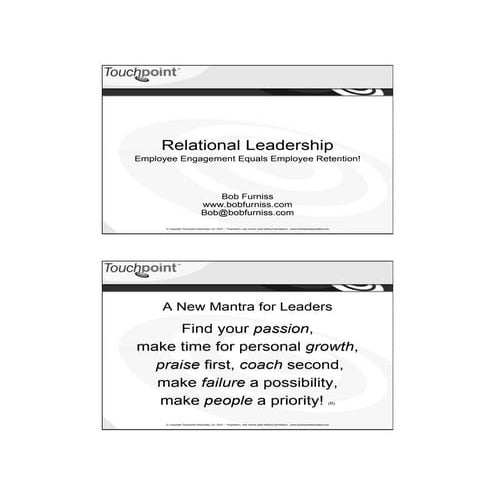 Relational Leadership Icmi Dreamforce 2010 Handout Bob Furniss Pdf