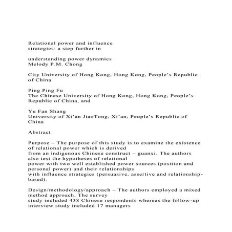 Relational power and influencestrategies a step further in.docx ...