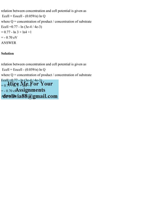 Relation Between Concentration And Cell Potential Is Given As Ecelpdf Physics Science
