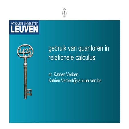 gebruik van quantoren in relationele calculus | PDF