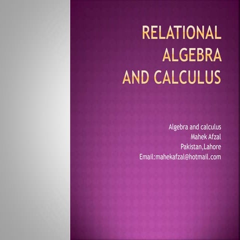 Relationl algebra and calculus | PPT